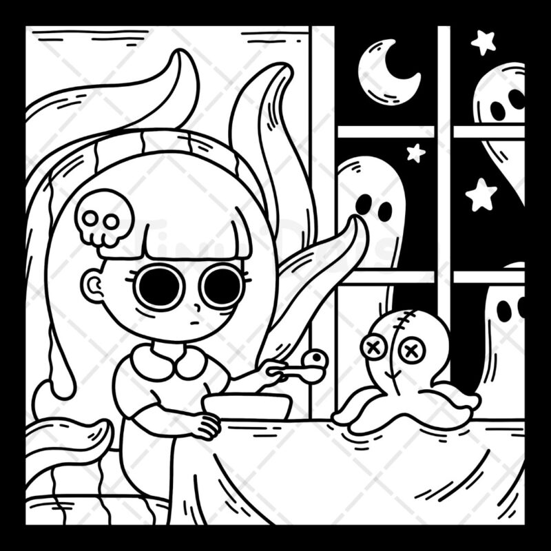 Spooky Girl Coloring Book: A Creepy Cute Adventure