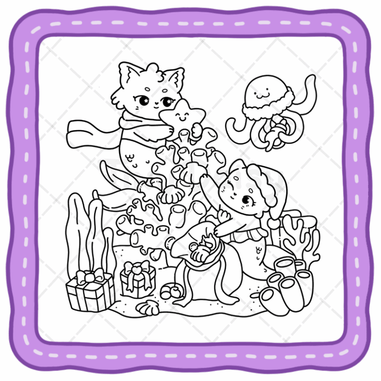 Cat Mermaid Coloring Book – 45 Magical & Cute Ocean Fantasy Pages for ...