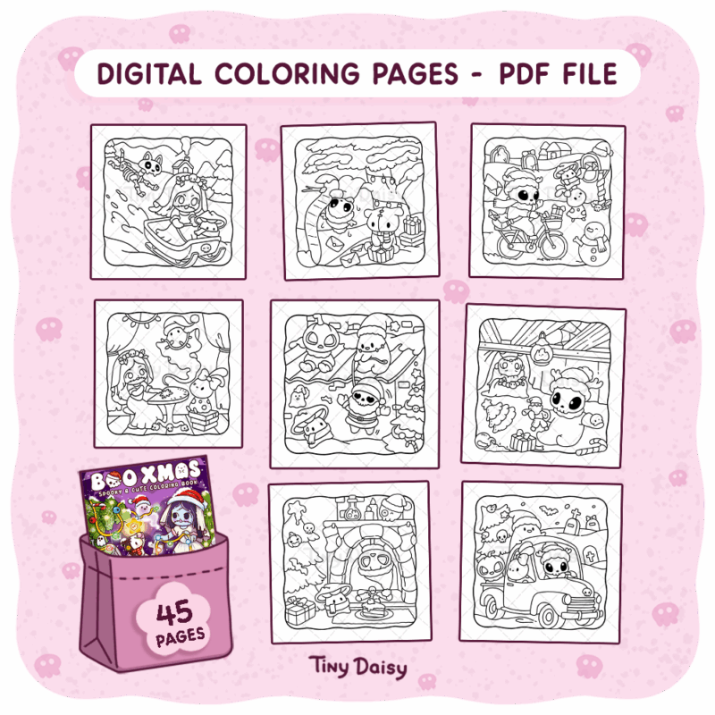 Boo Xmas - Spooky and Cute Coloring Book - Tiny Daisy